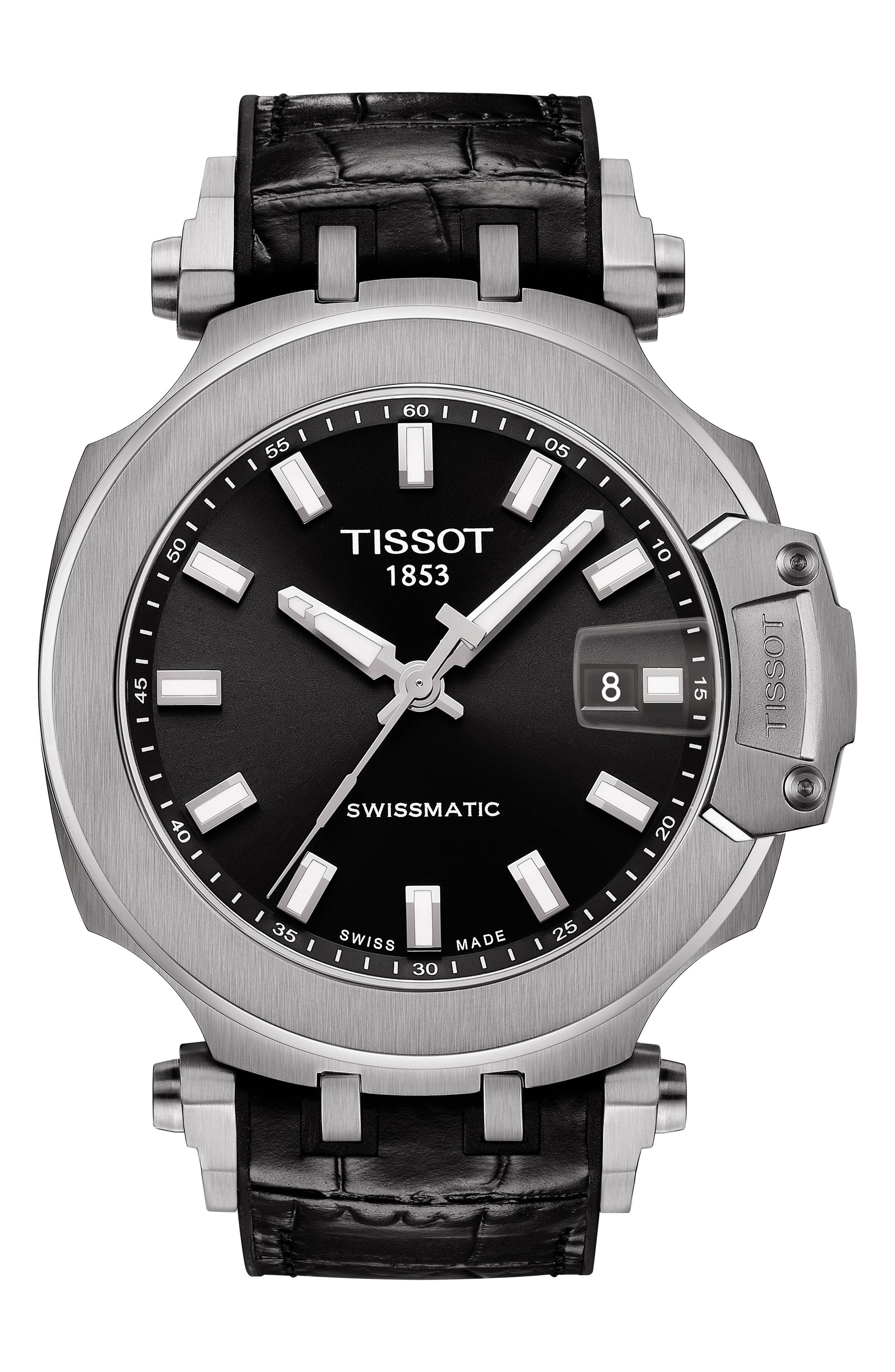 Tissot T-Sport Automatic Leather Strap Watch, 48mm | Nordstromrack