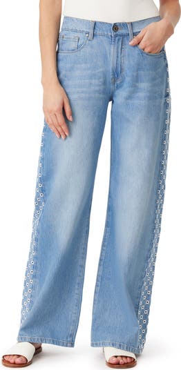 Habitual Side Eyelet Wide Leg Jeans | Nordstrom