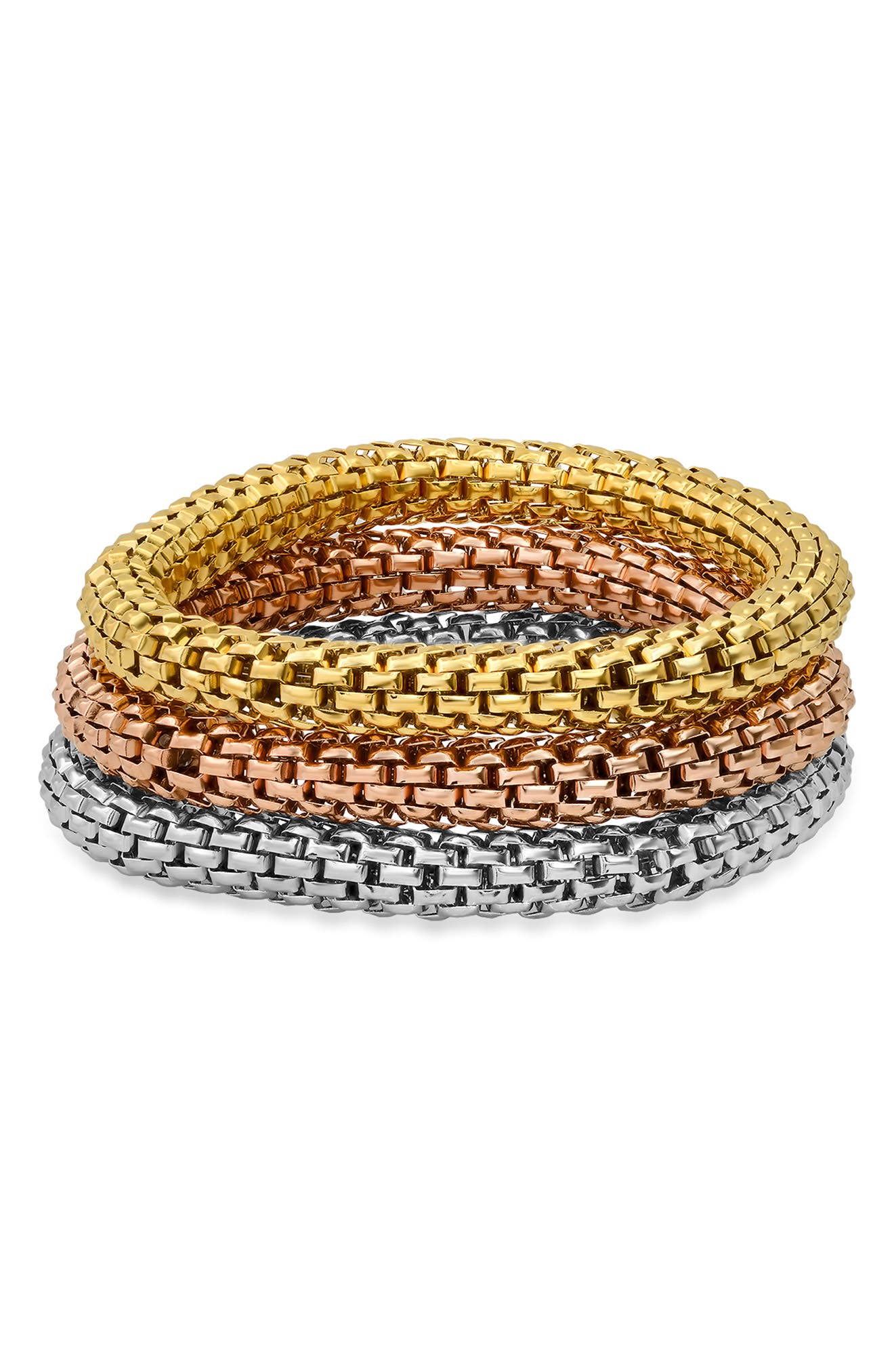 HMY JEWELRY Tri-Tone Stainless Steel Bracelet - Set of 3 | Nordstromrack