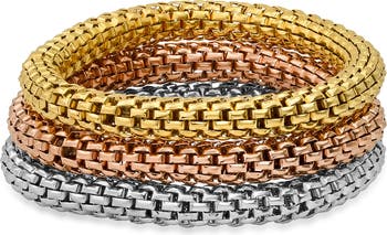 HMY JEWELRY Tri-Tone Stainless Steel Bracelet - Set of 3 | Nordstromrack
