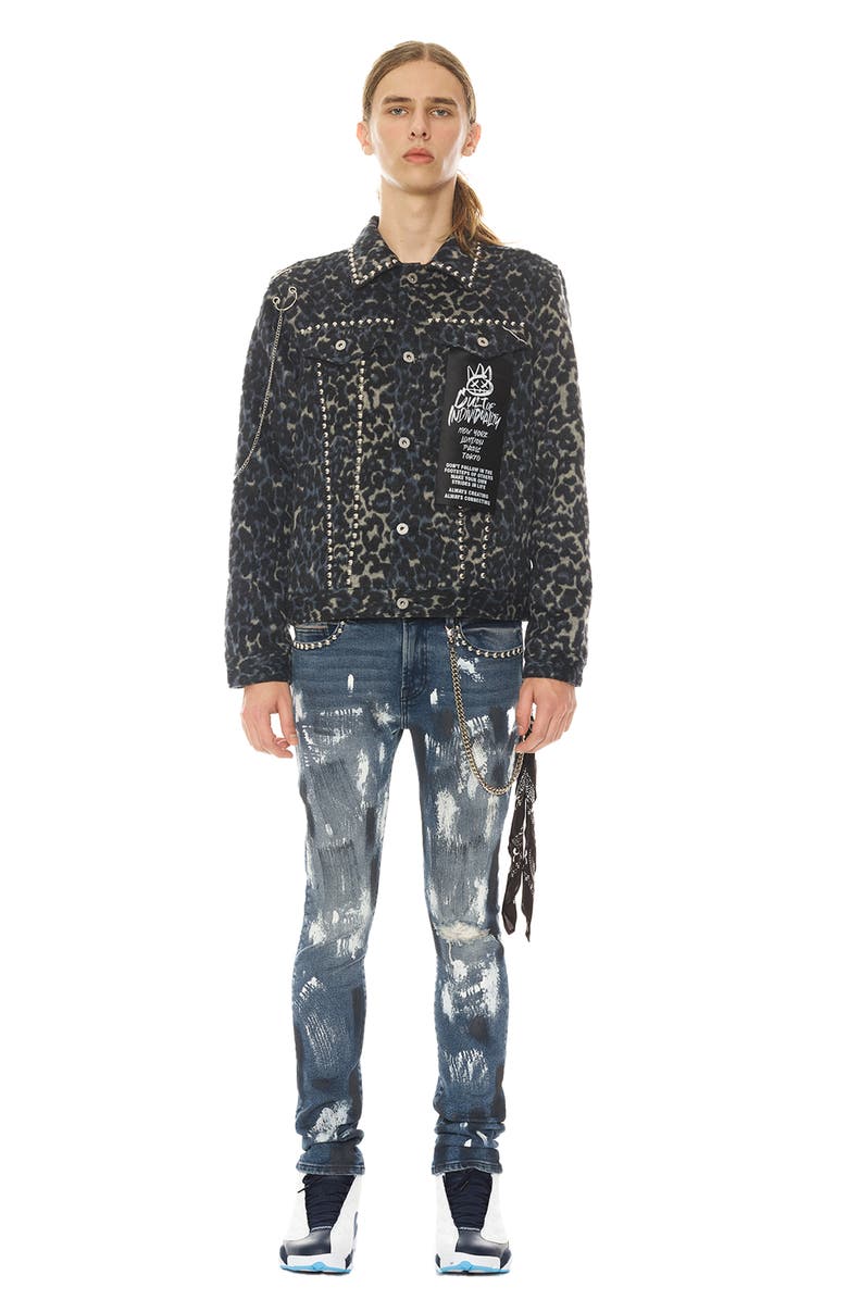 Cult of Individuality Type II Studded Leopard Print Fleece Trucker ...