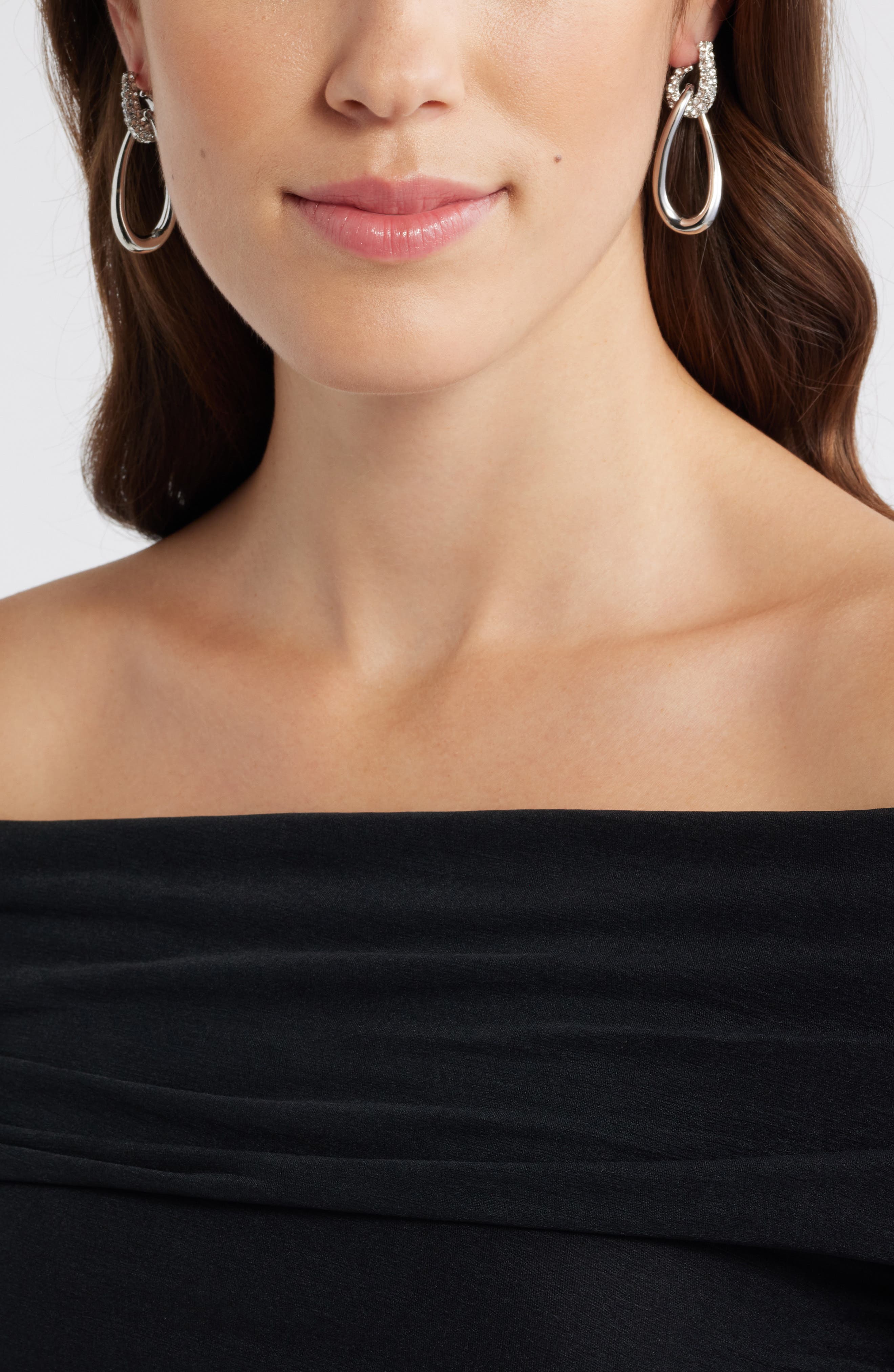 Open Edit Pavé Teardrop Frontal Hoop Earrings | Nordstromrack