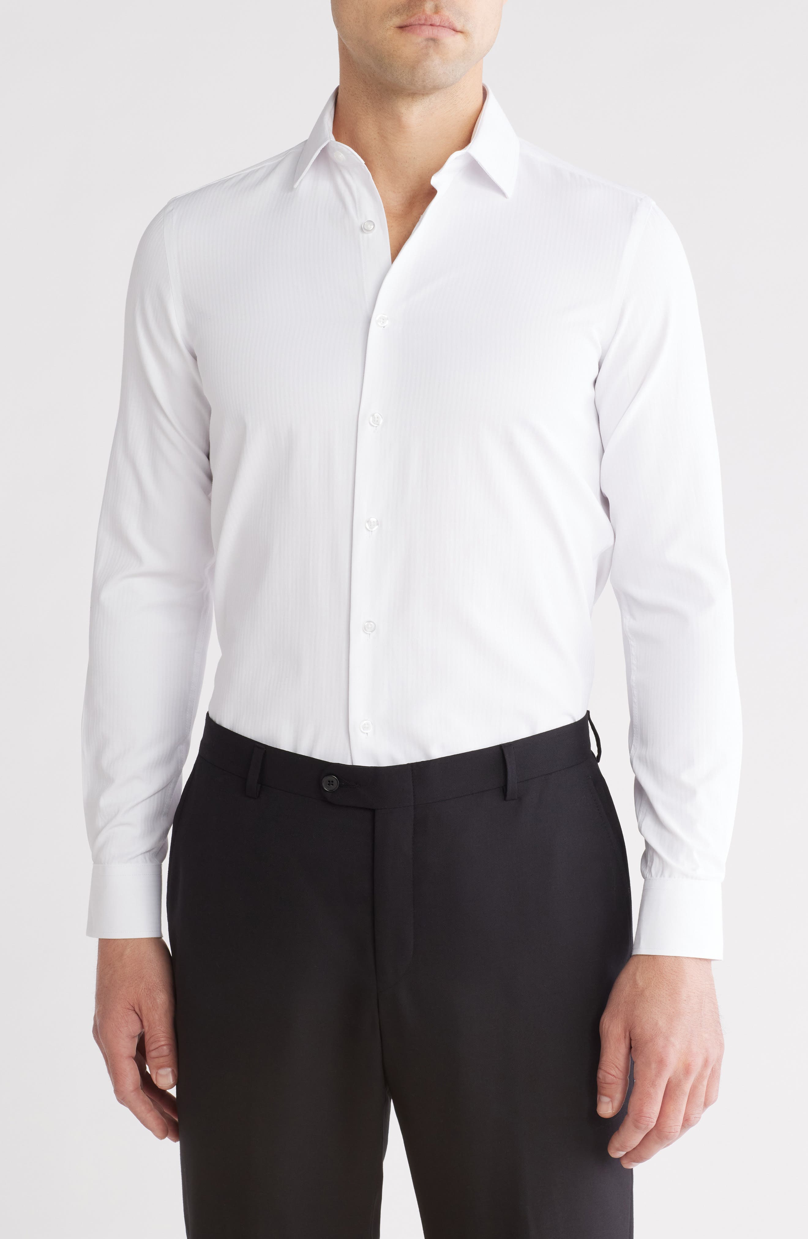 ZANETTI Girona Fine Line Trim Fit Dress Shirt | Nordstromrack