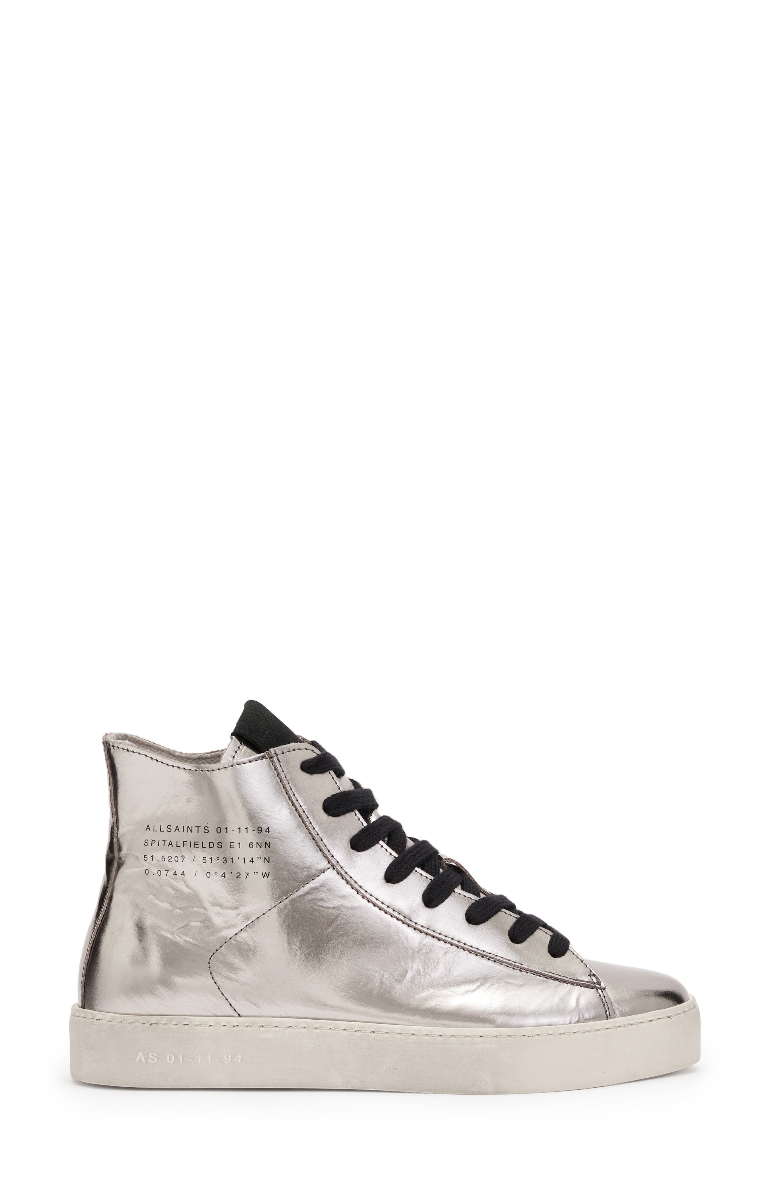 AllSaints Tana Metallic Leather High Top Sneaker (Women) | Nordstrom