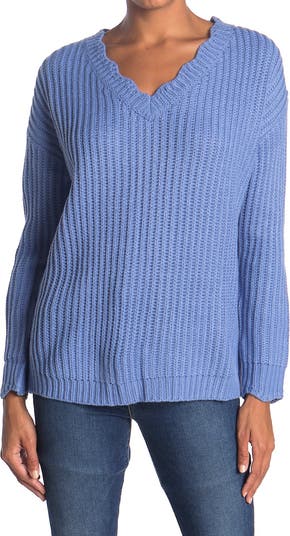 All in Favor Scalloped V-Neck Sweater | Nordstromrack