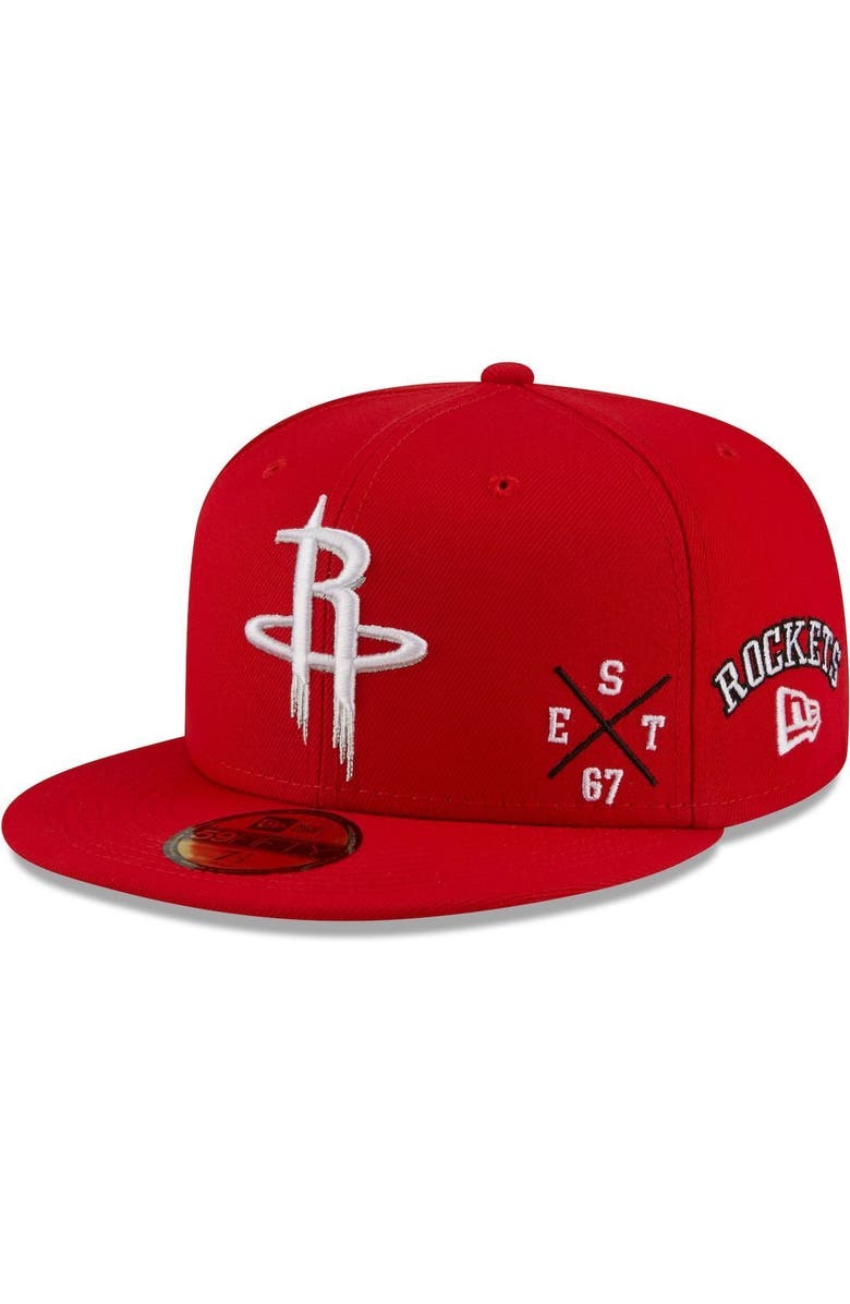 New Era Men's New Era Red Houston Rockets Multi 59FIFTY Fitted Hat ...