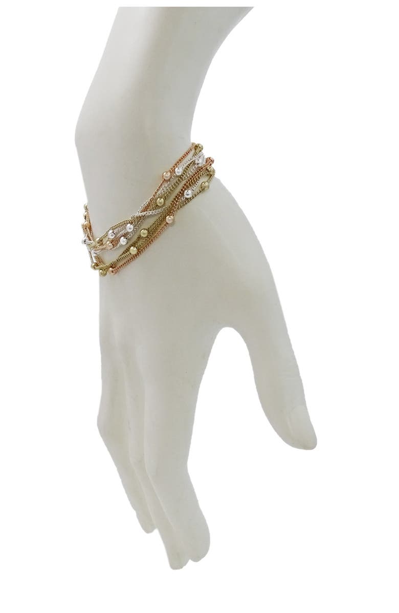 SAVVY CIE JEWELS Tri-Color Beaded Station Bracelet | Nordstromrack