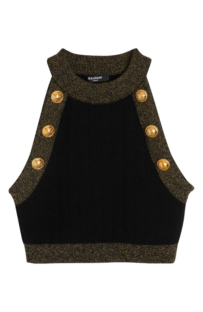 Balmain Golden Trim Six-Button Knit Crop Top | Nordstromrack