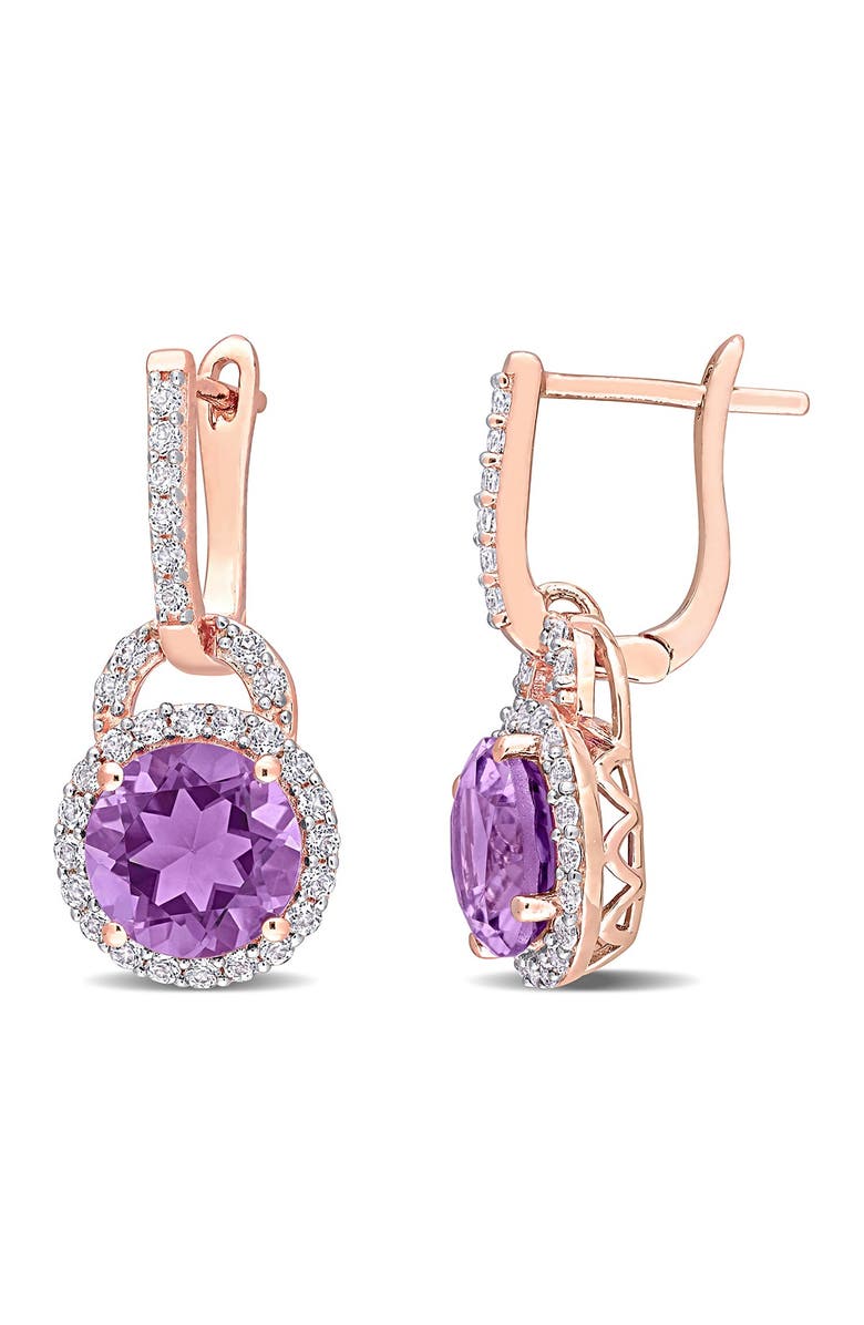DELMAR Rose Plated Sterling Silver Circle Cut Amethyst & White Topaz ...