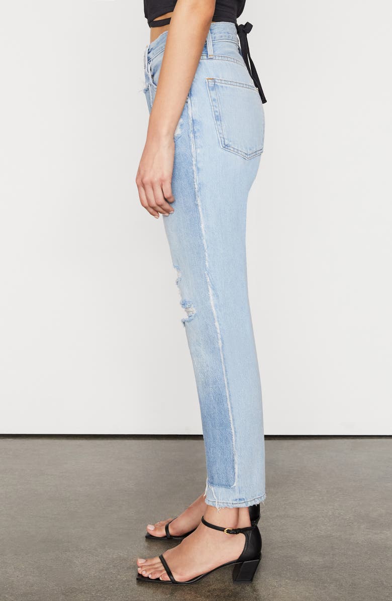 FRAME Layered Look Distressed Straight Leg Jeans | Nordstromrack