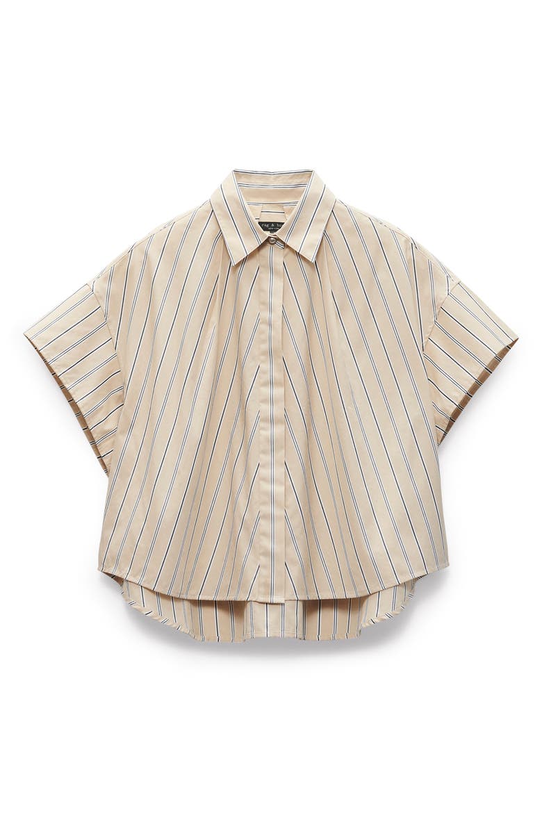 rag & bone Martha Stripe Short Sleeve Cotton Poplin Button-Up Shirt ...