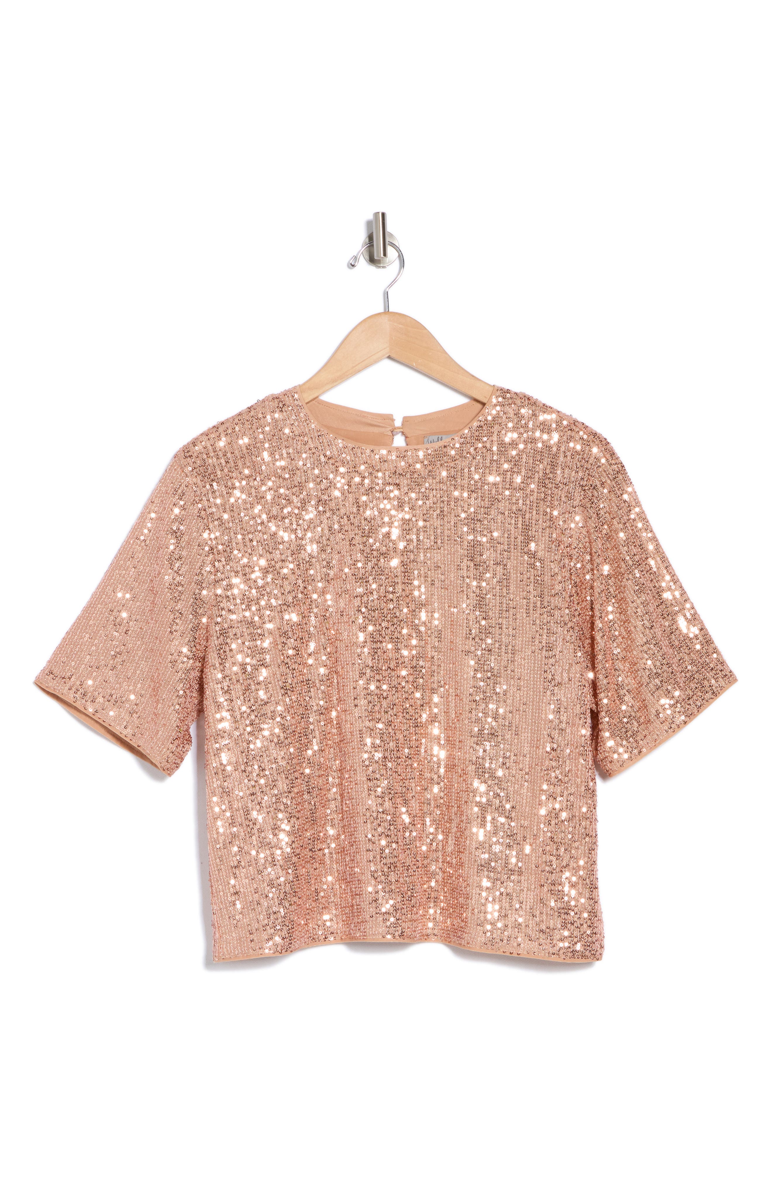 WISHLIST Short Sleeve Sequin Top | Nordstromrack