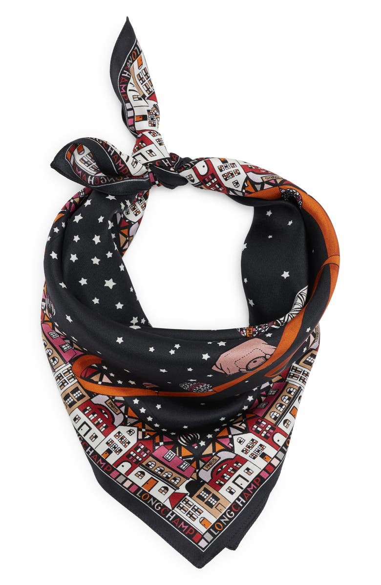 Longchamp Eiffel Tower Yuletide Print Silk Scarf | Nordstrom