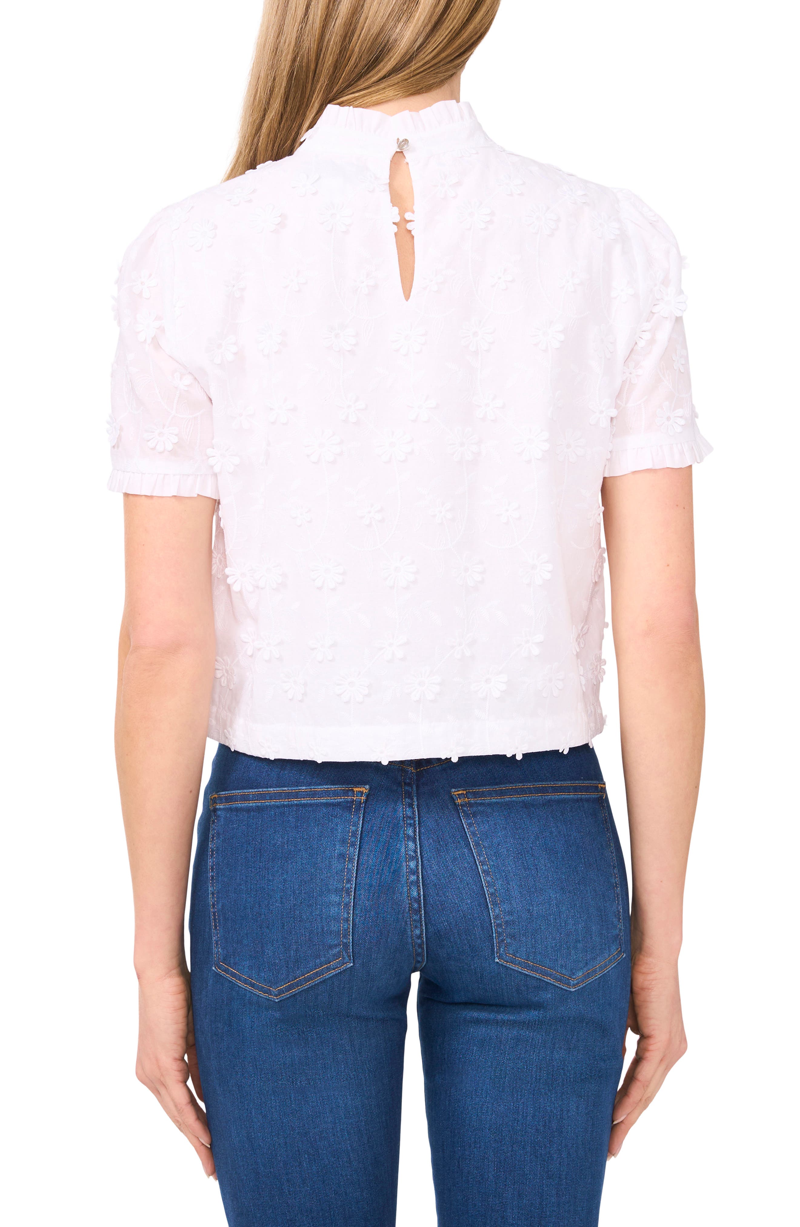 CeCe Floral Appliqué Cotton Top | Nordstrom