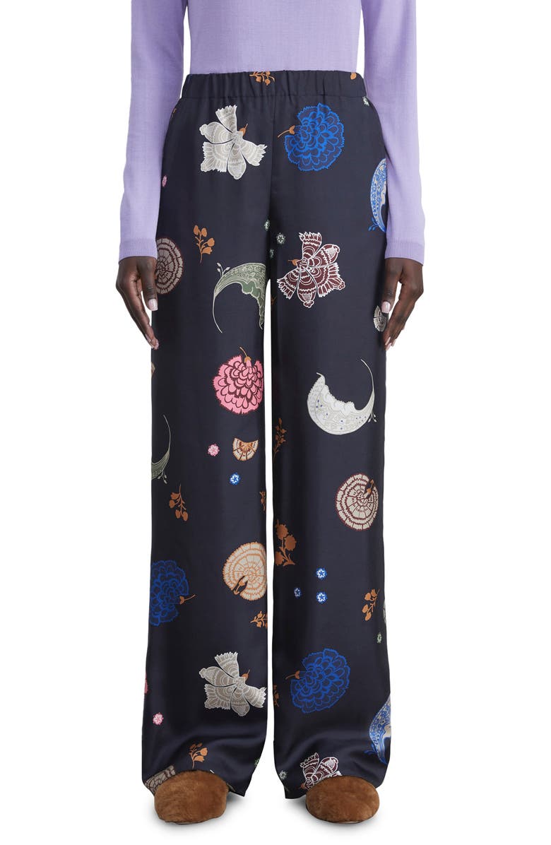 Lafayette 148 New York Perry Bohemia Bloom Silk Twill Pants | Nordstrom