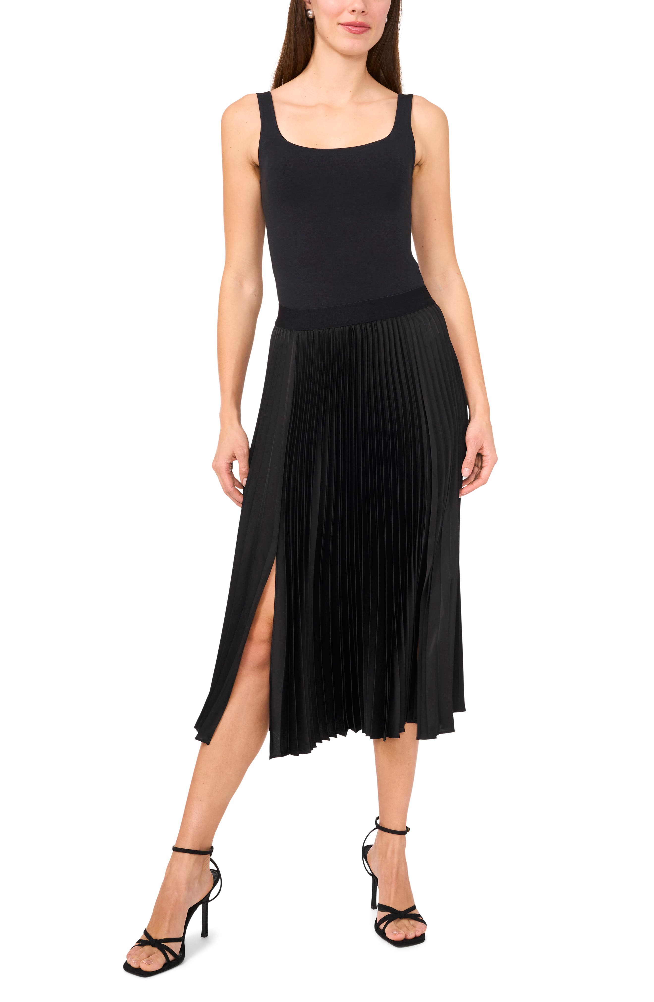 Halogen® Pleated Slit Hem Midi Skirt | Nordstromrack