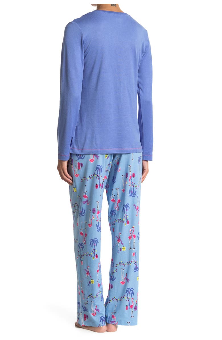Hue Frosty Flamingos Long Sleeve Top & Pants 2-Piece Pajama Set ...