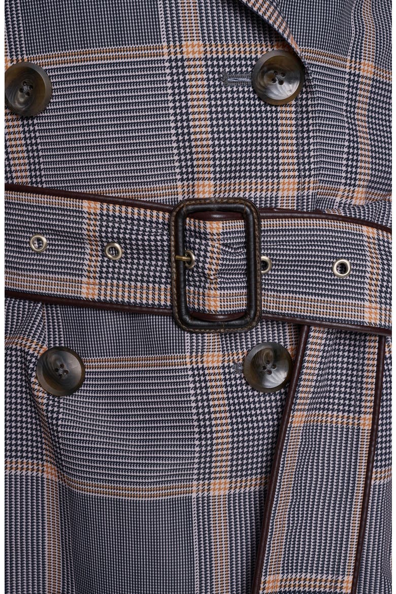 Cole Haan Plaid Double Breasted Trench Coat (Women) | Nordstrom