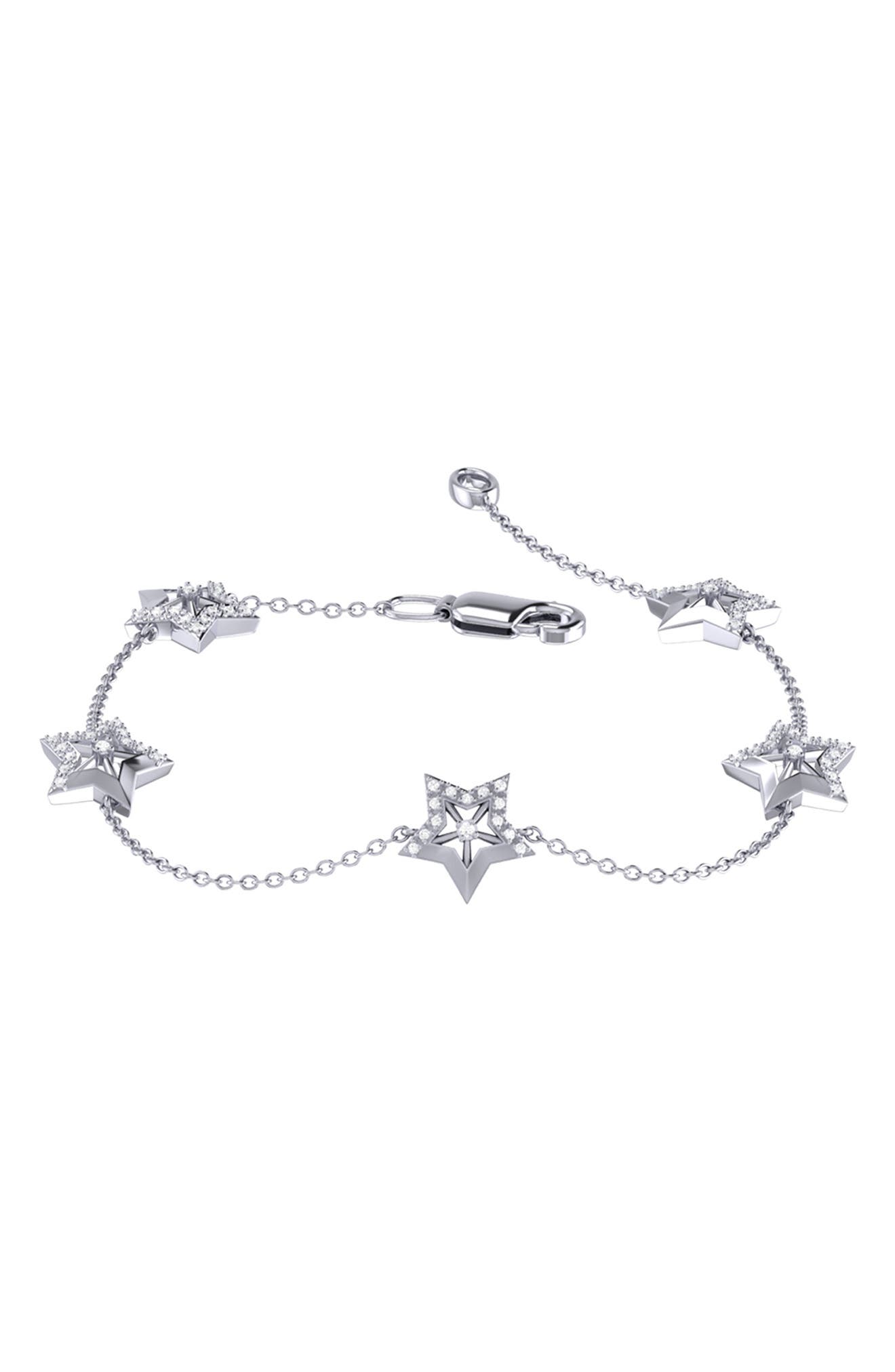 LuvMyJewelry Lucky Star Diamond Station Bracelet | Nordstromrack