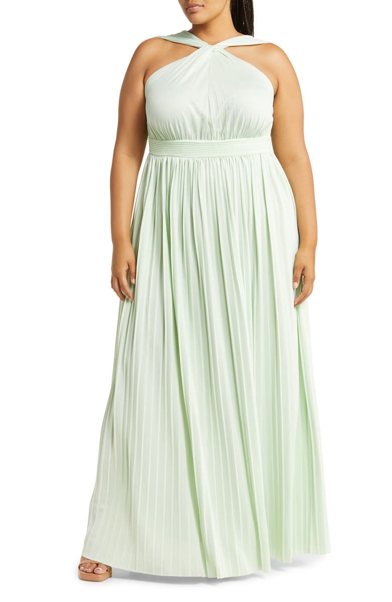 ASOS DESIGN Curve Pleated Column Gown | Nordstrom