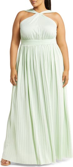 ASOS DESIGN Curve Pleated Column Gown | Nordstrom