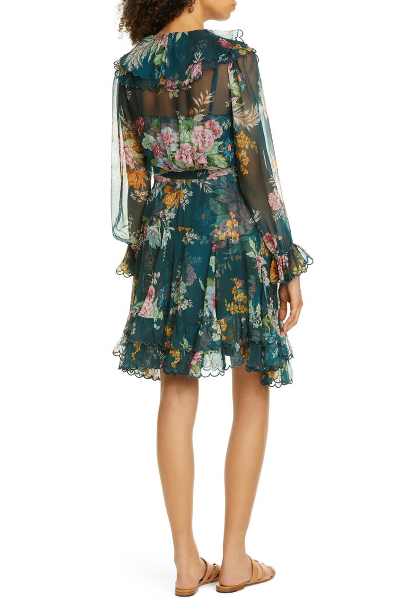 Zimmermann Wavelength Scalloped Ruffle Long Sleeve Silk Minidress ...