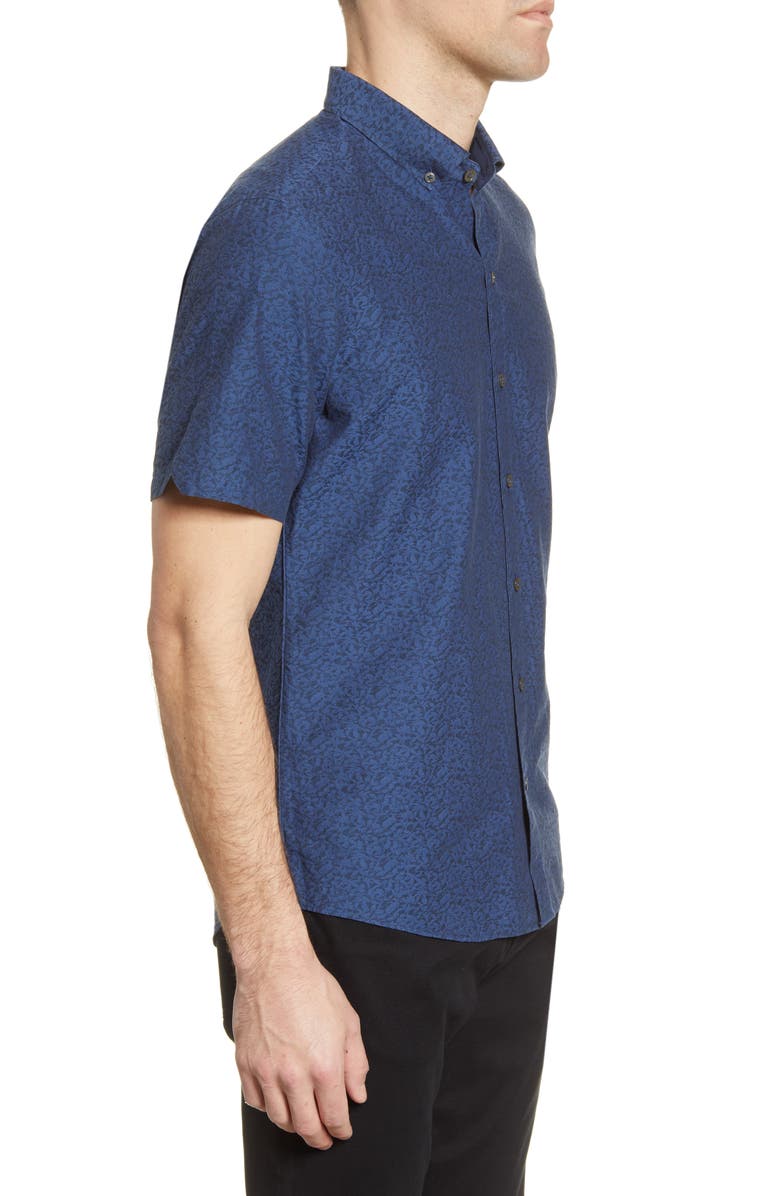 Zachary Prell Bunim Floral Brocade Short Sleeve Button-Down Shirt ...