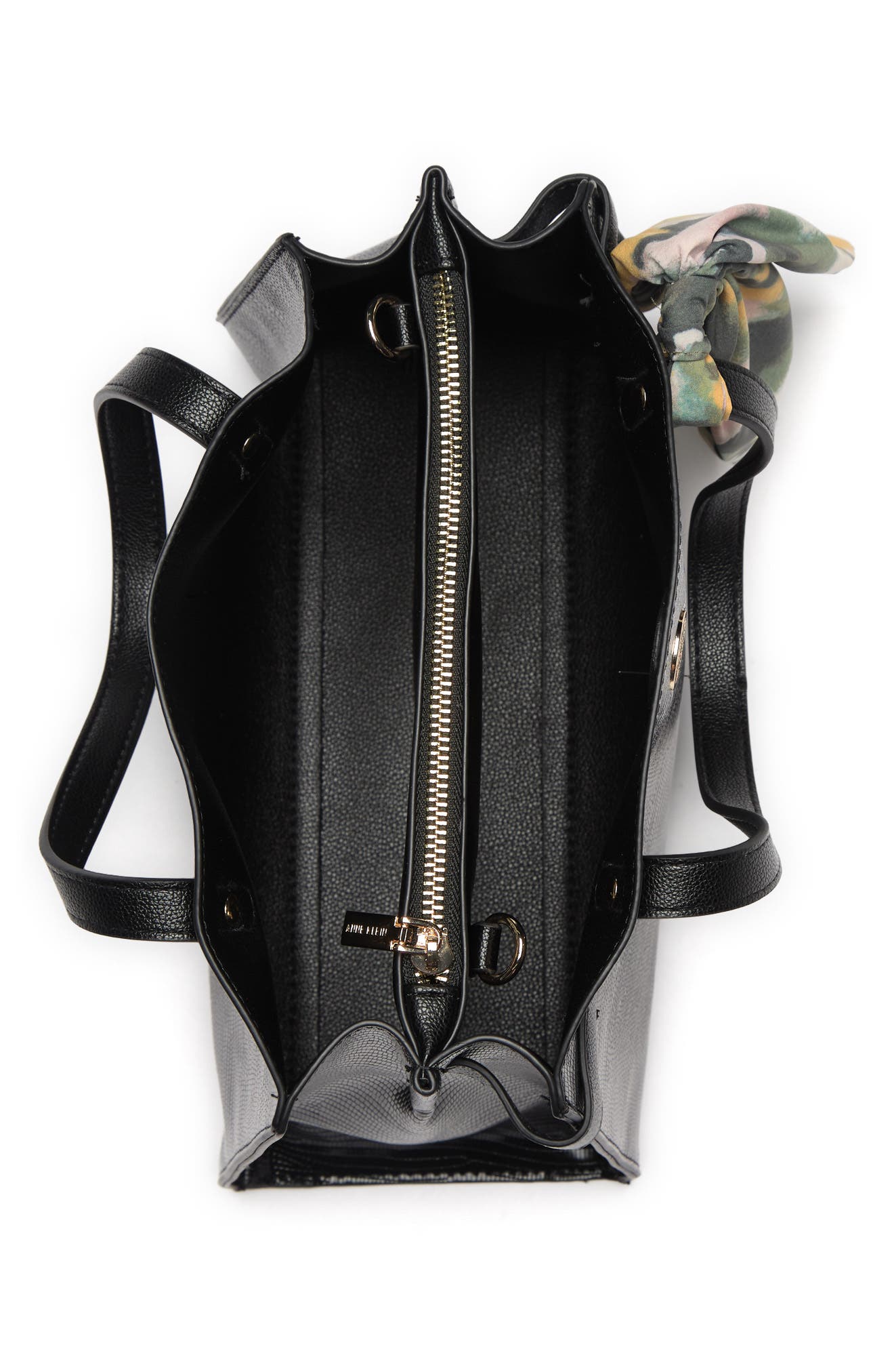 Anne Klein Lizard Embossed Midi Satchel with Scarf | Nordstromrack