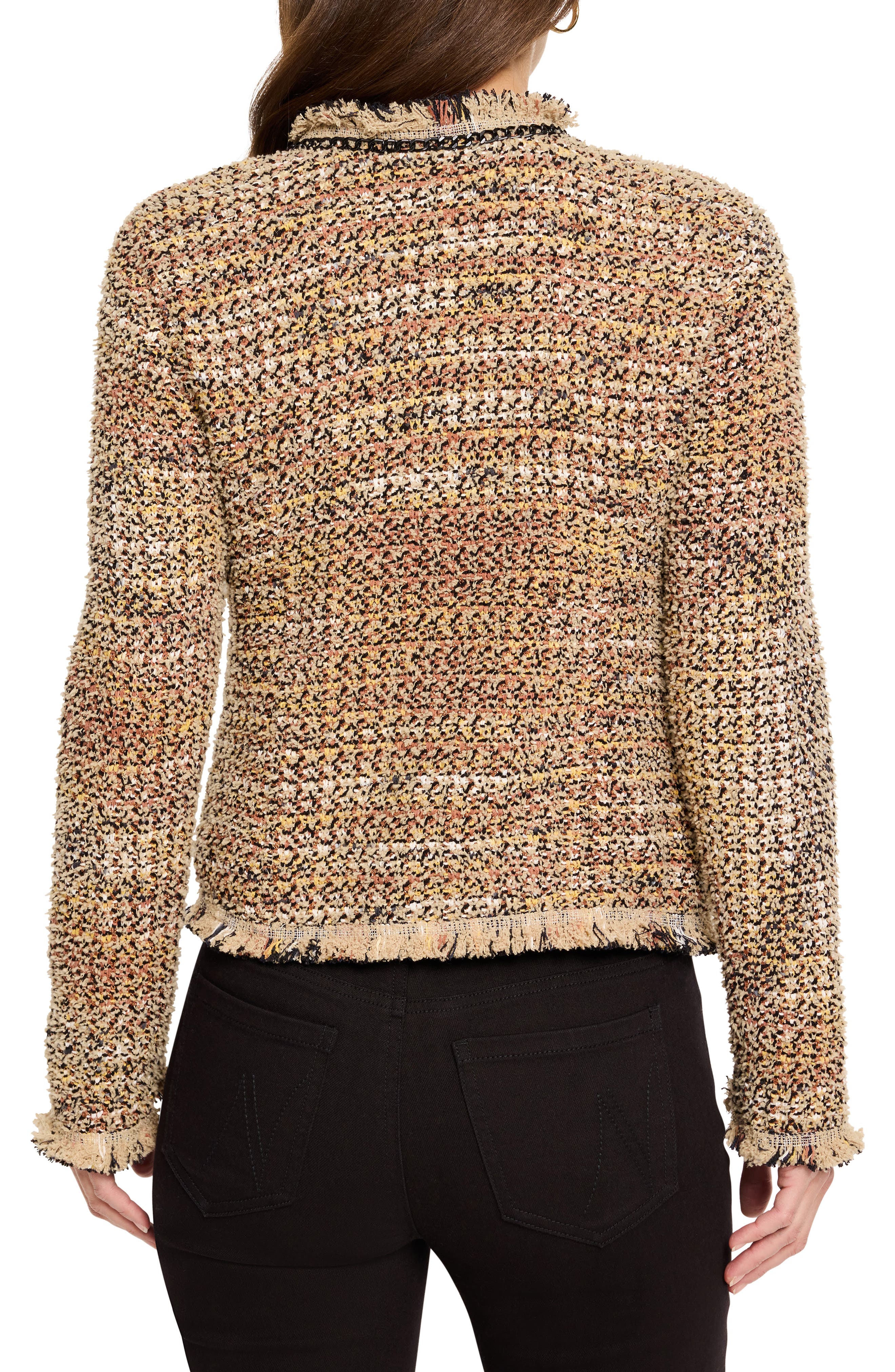 NIC+ZOE Chain Trim Fringe Knit Jacket | Nordstromrack