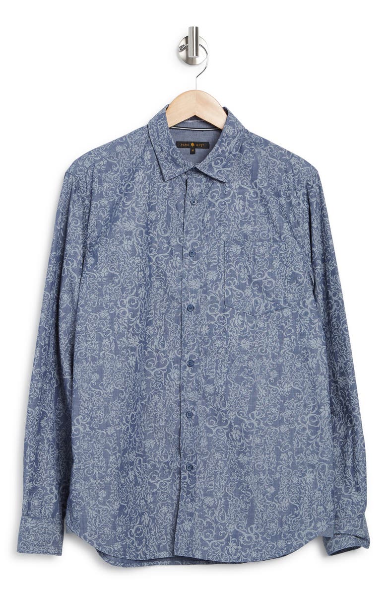 PARK WEST Trim Fit Abstract Tapestry Print Button-Up Shirt | Nordstromrack