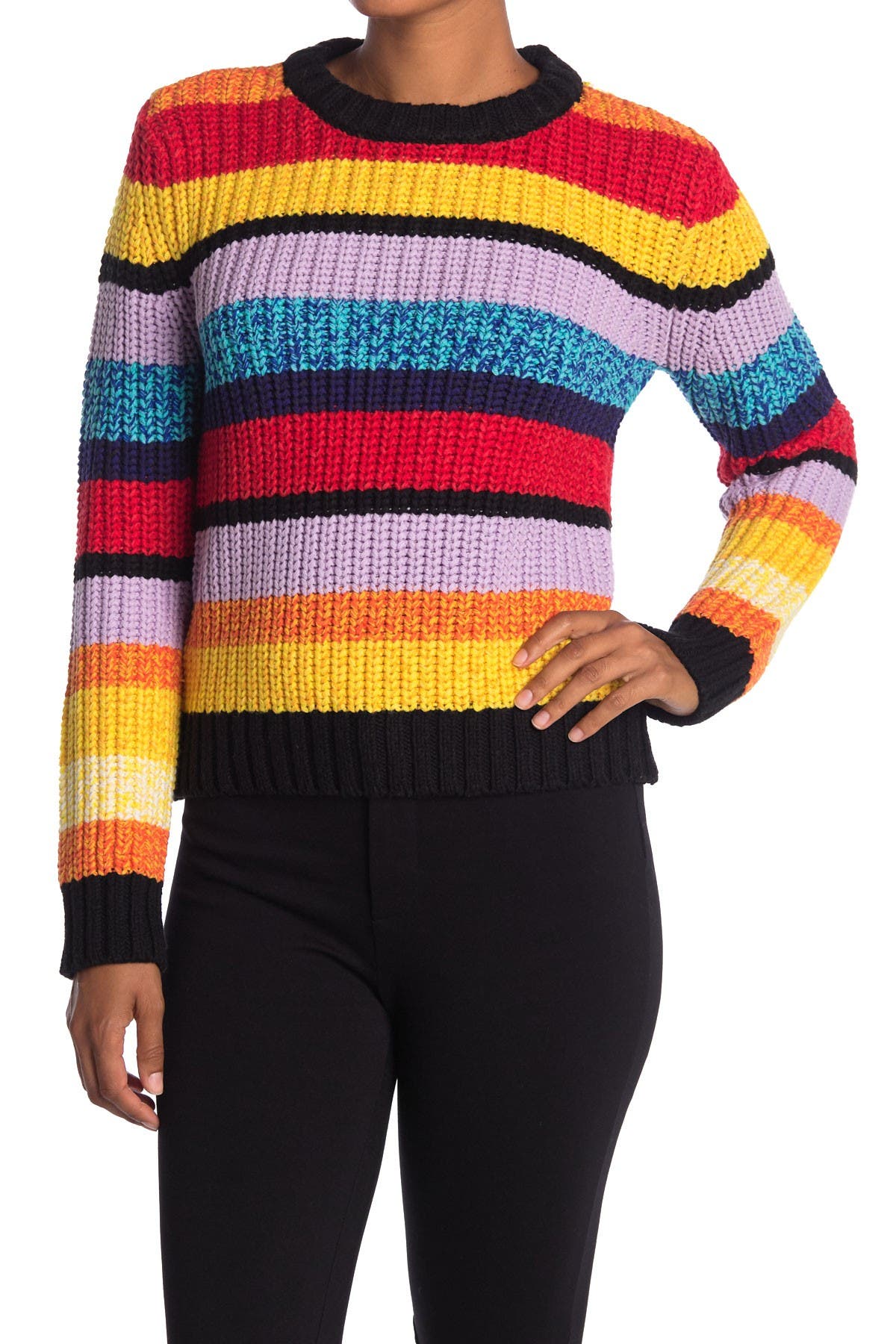 Alice + Olivia Barb Multi Stripe Print Pullover Sweater | Nordstromrack