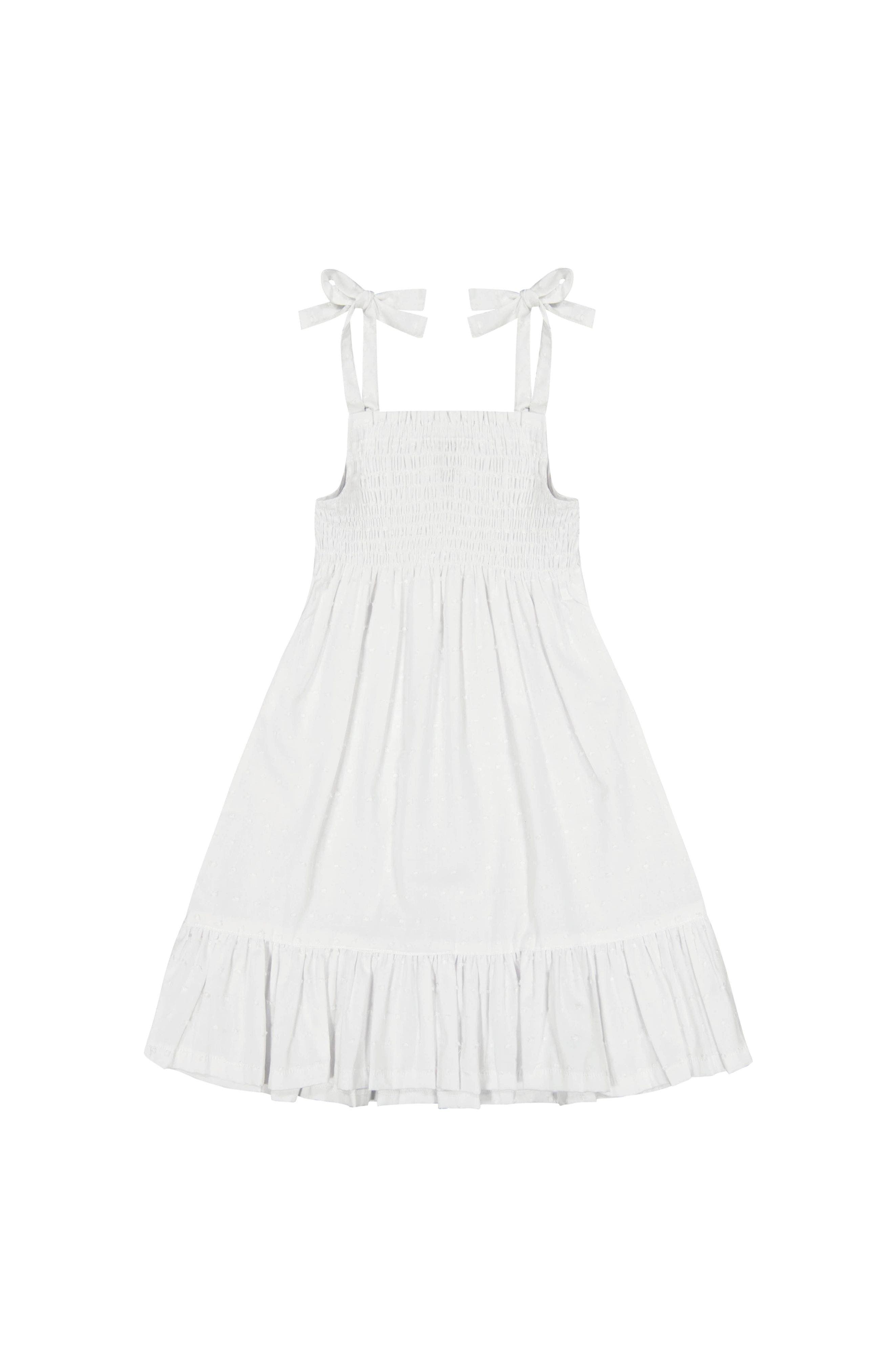 Busy Bees India Shoulder Tie Sundress White Swiss Dot | Nordstrom