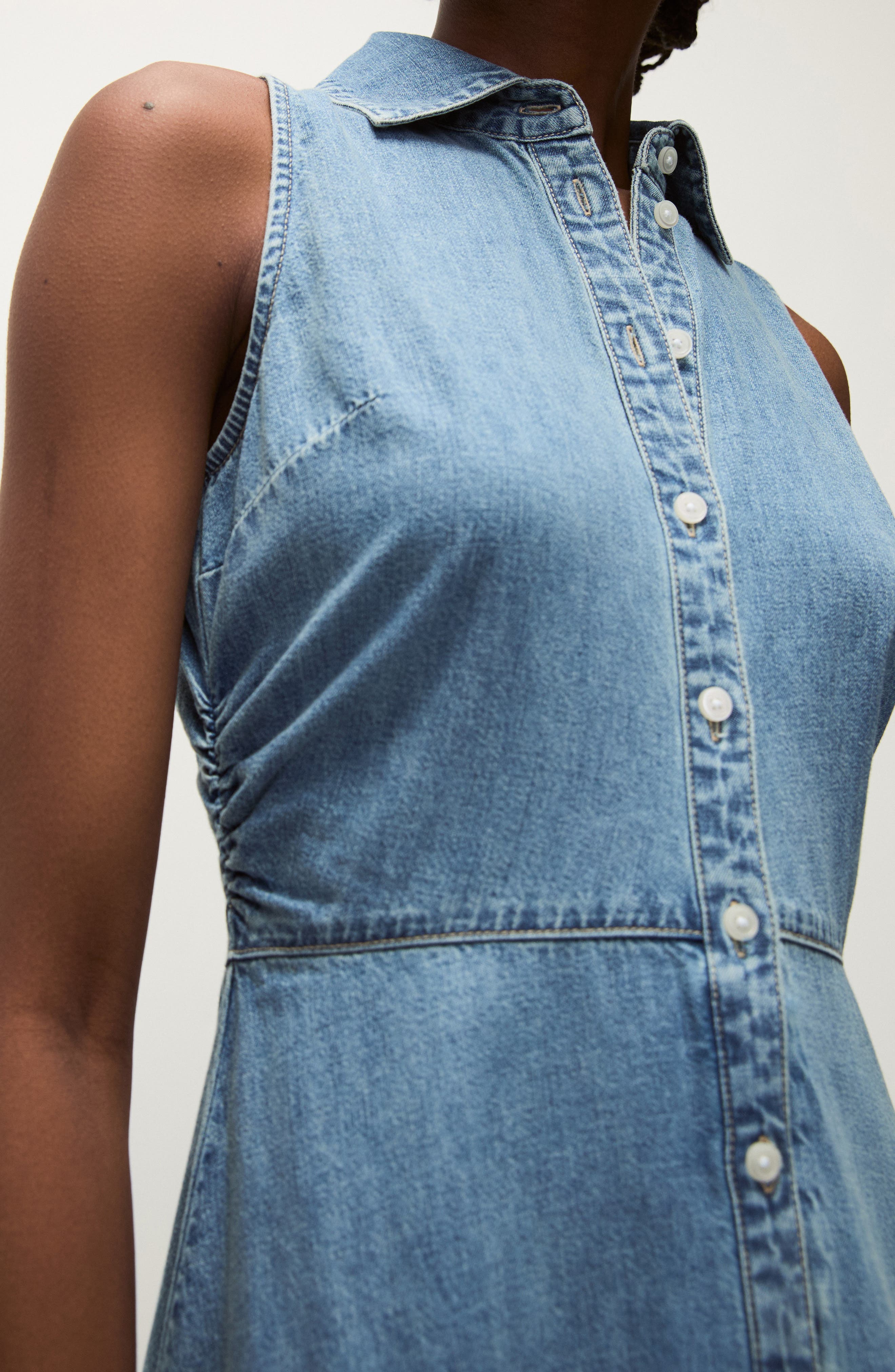 Veronica Beard Fuller Sleeveless Denim Midi Shirtdress | Nordstromrack