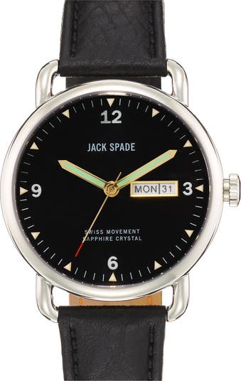Jack Spade 'Buckner' Leather Strap Watch, 42mm | Nordstrom