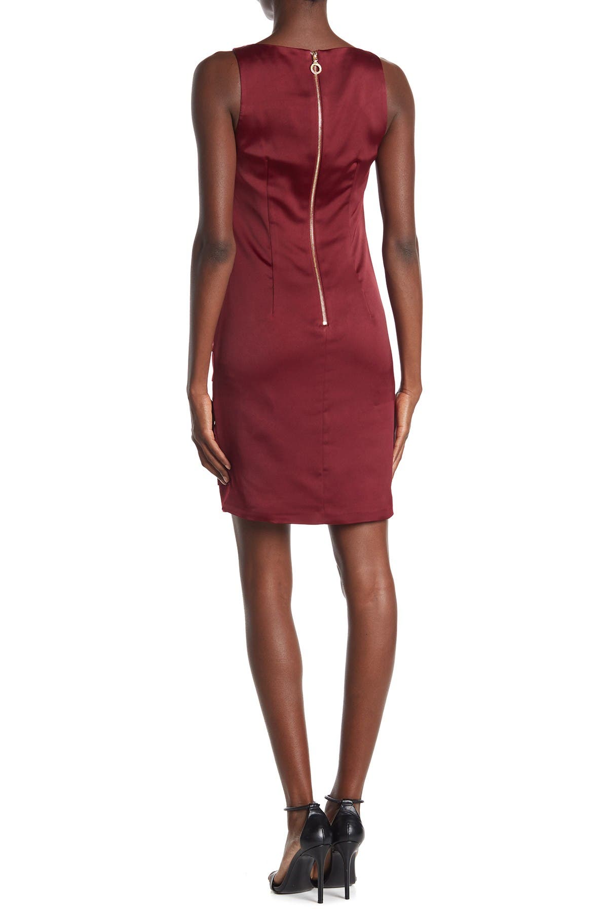 Laundry by Shelli Segal Satin Sleeveless Pleated Cocktail Sheath Dress ...