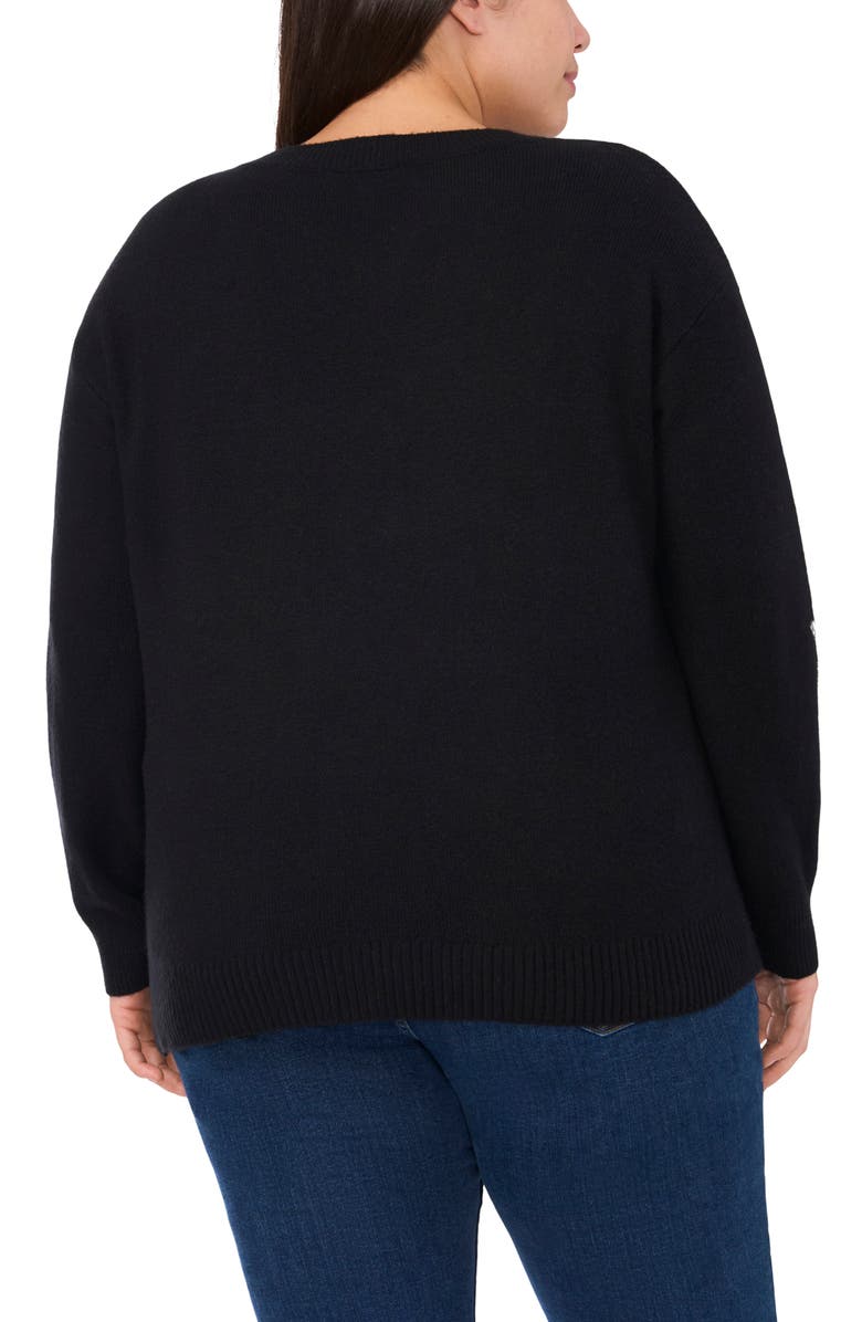 CeCe Sequin Star Cotton Blend Sweater | Nordstromrack