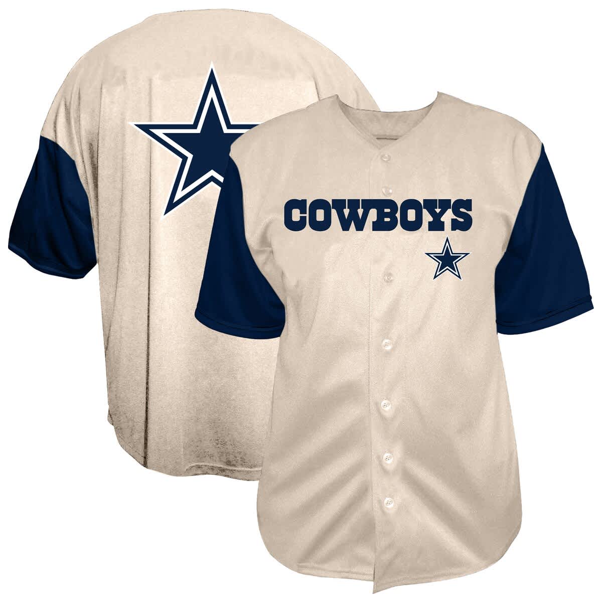 FANATICS Men's Fanatics Cream Dallas Cowboys Vintage Full-Button Short ...