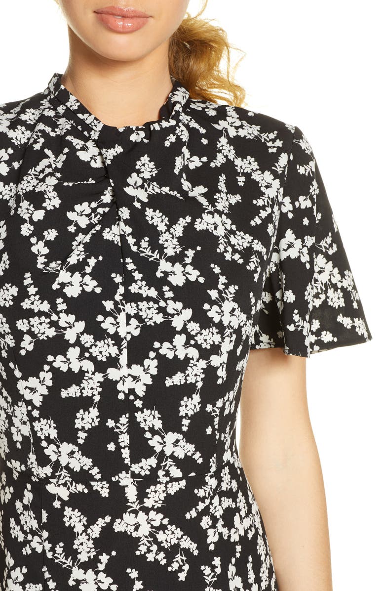 French Connection Bruna Floral Twist Neck Fit & Flare Dress | Nordstromrack