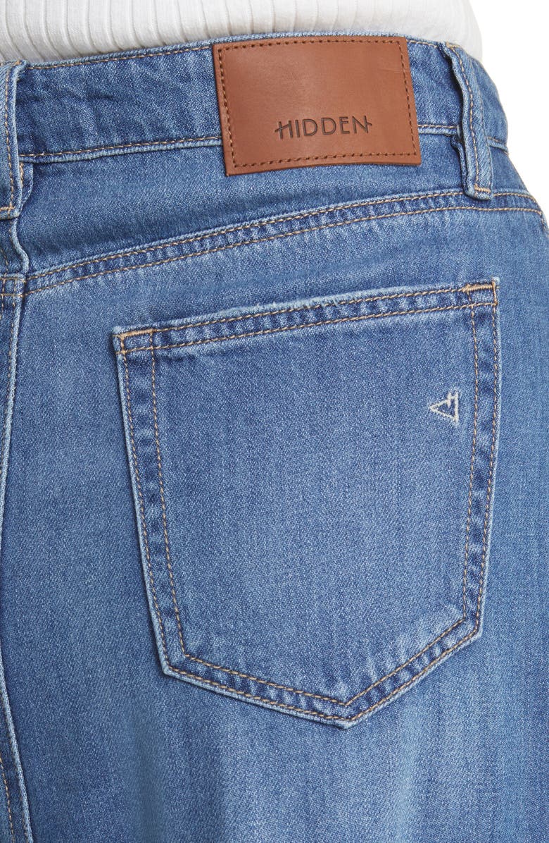 HIDDEN JEANS Frayed Hem Denim Maxi Skirt | Nordstrom