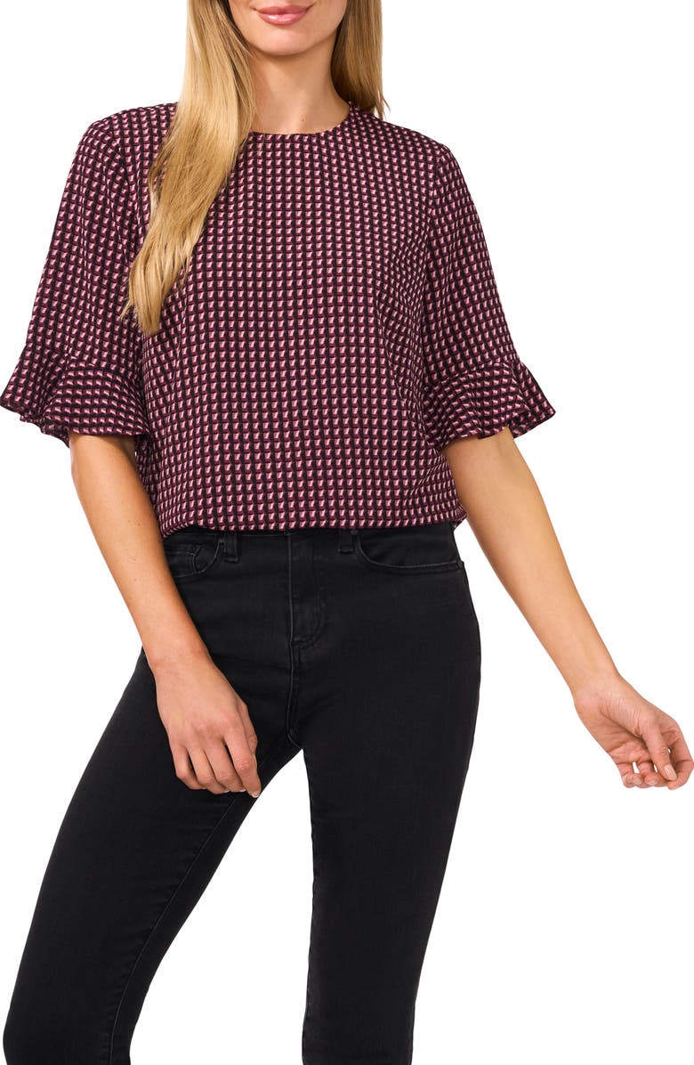 CeCe Ruffle Cuff Elbow Sleeve Top | Nordstromrack