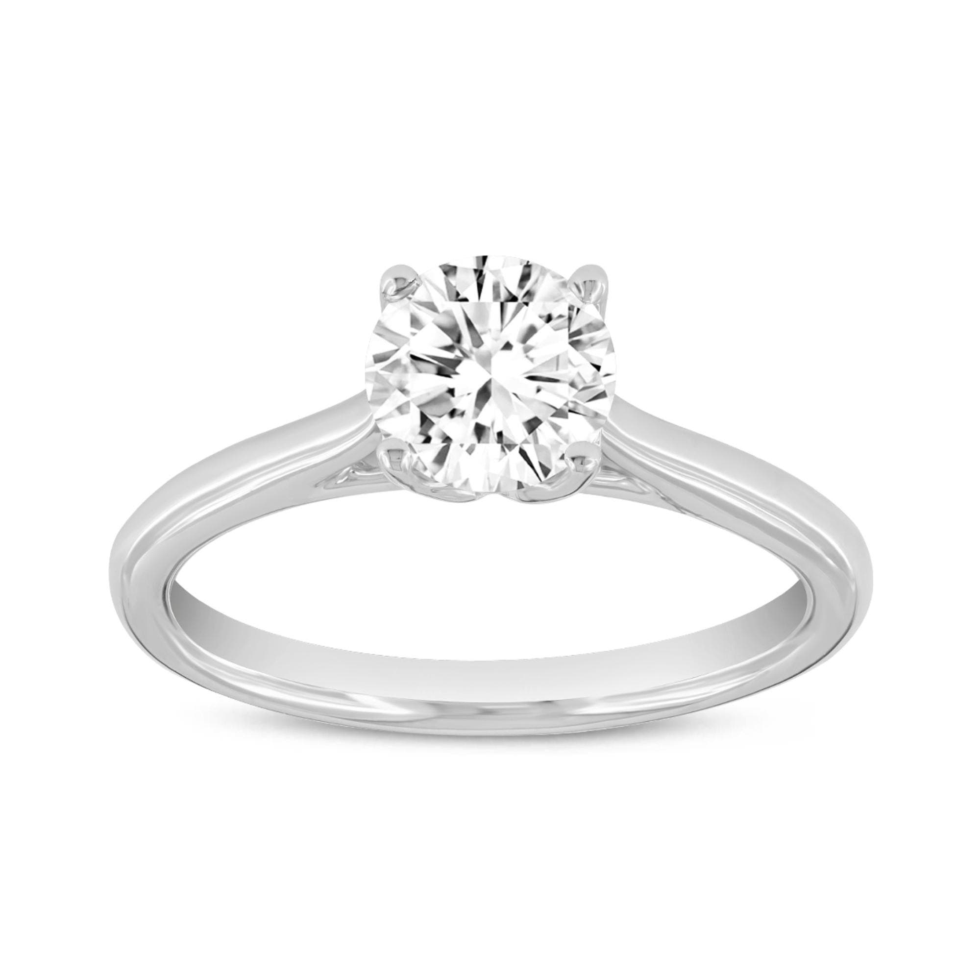 LuvMyJewelry Neli 14K White Gold Round Shape Lab Grown Diamond ...