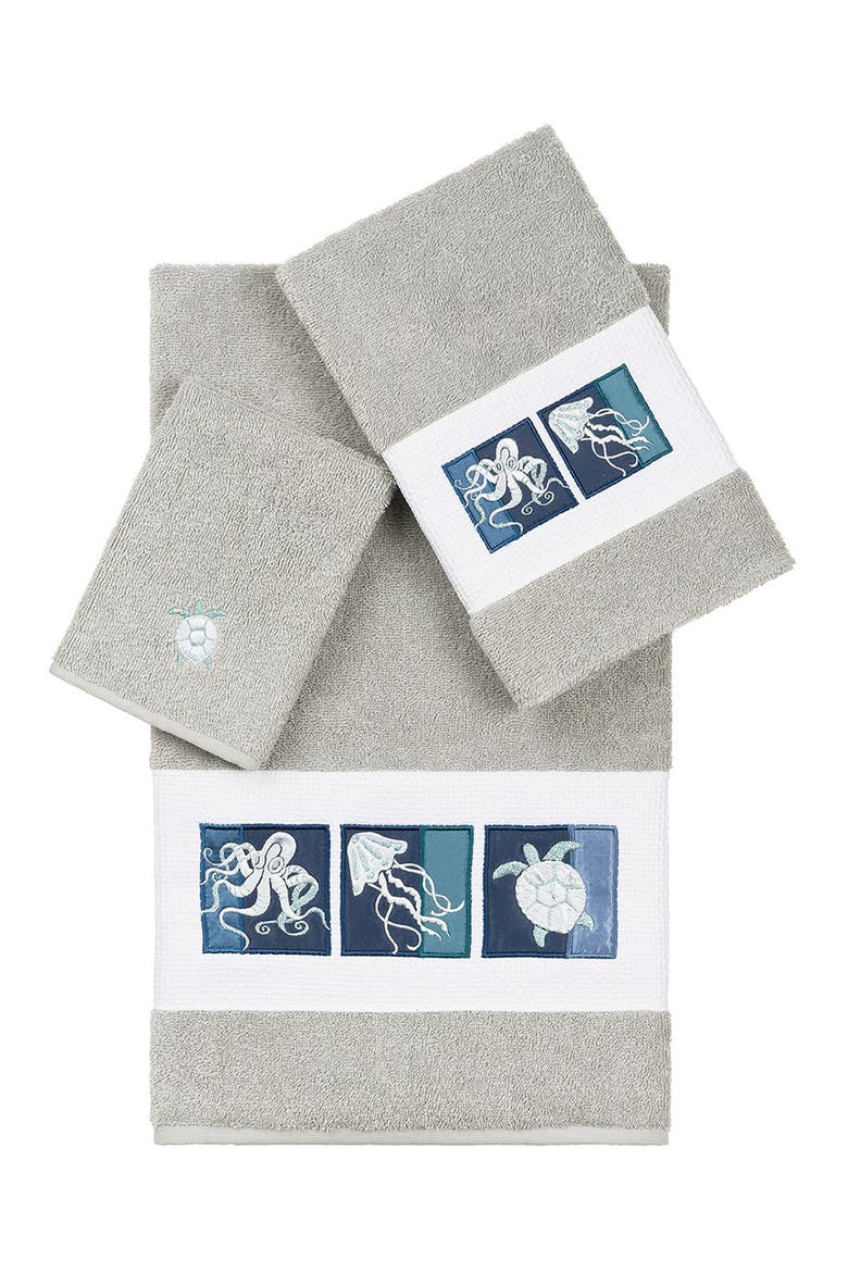Linum Home Textiles Ava 3-Piece Embellished Towel Set - Light Gray ...