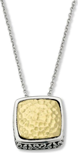 SAMUEL B. Sterling Silver & 18K Gold Cushion Pendant Necklace ...