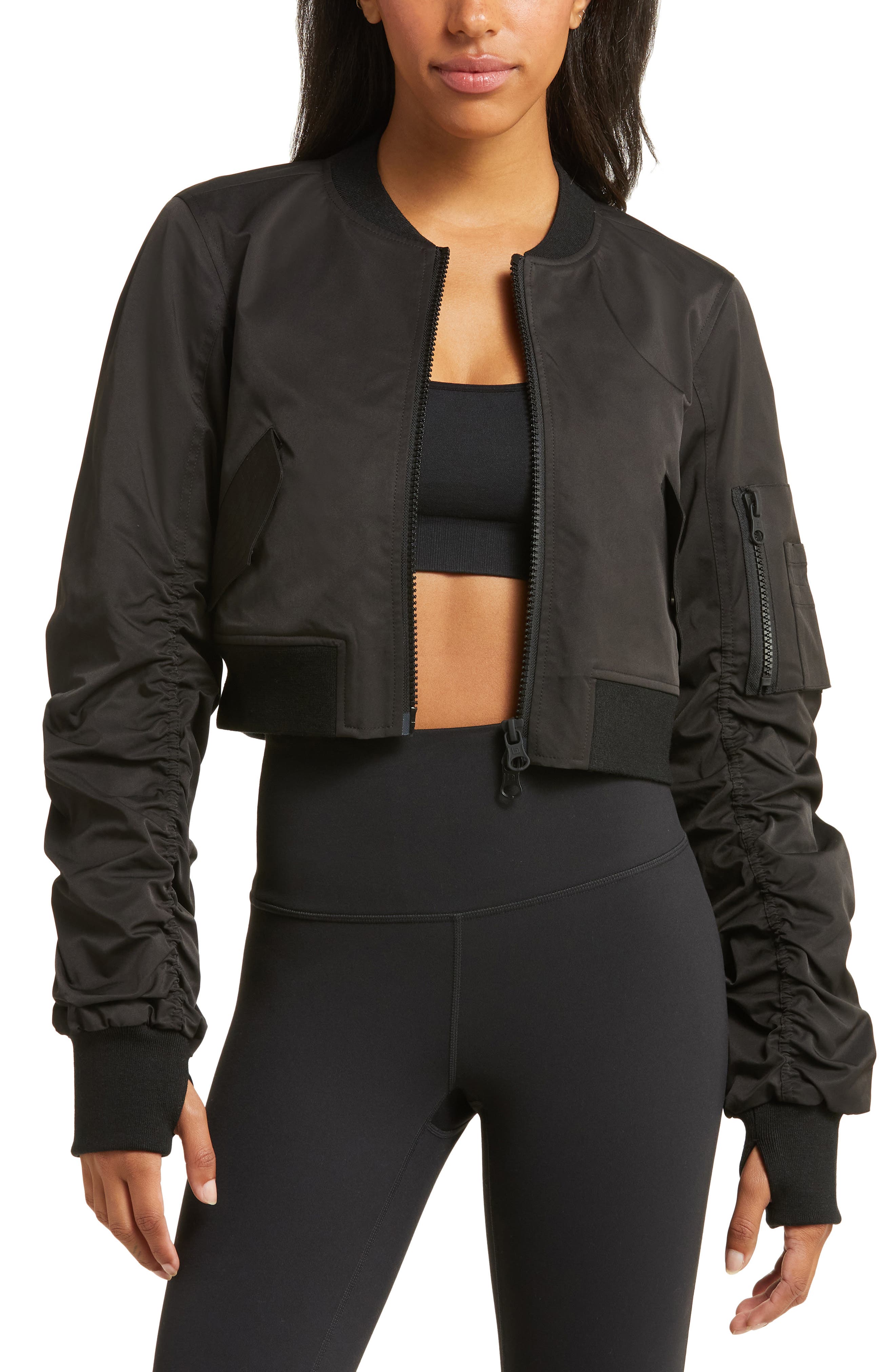 Blanc Noir Bombardier Crop Bomber Jacket | Nordstrom