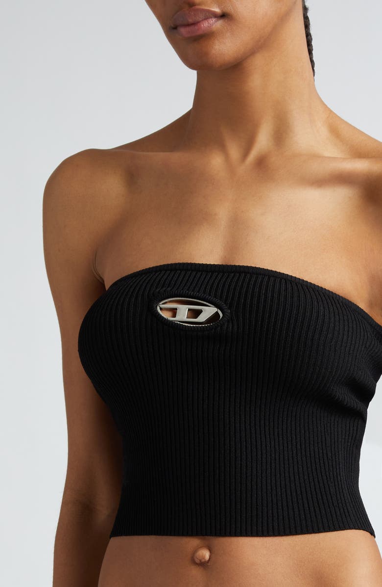 DIESEL® Clarksvillex Logo Embellished Cutout Rib Tube Top | Nordstromrack