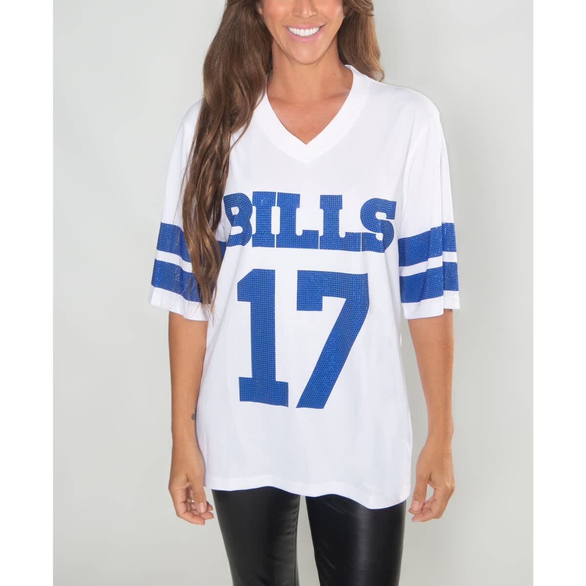 CUCE Women's Cuce Josh Allen White Buffalo Bills Crystal V-Neck Tunic ...