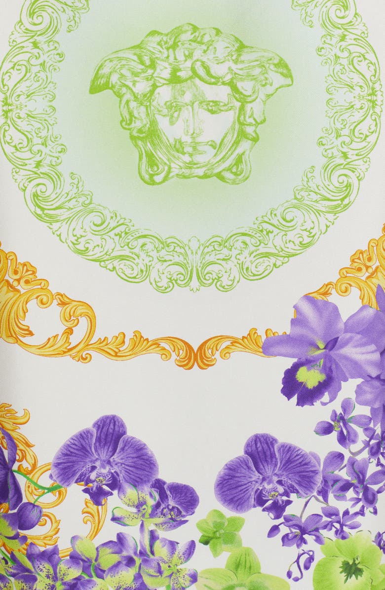 Versace Orchid Medusa Print Silk Button-Up Blouse | Nordstromrack