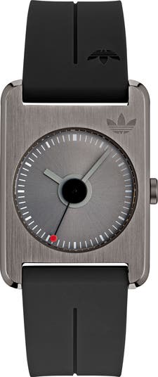 adidas Rectangular Dial Silicone Strap Watch, 31mm | Nordstrom