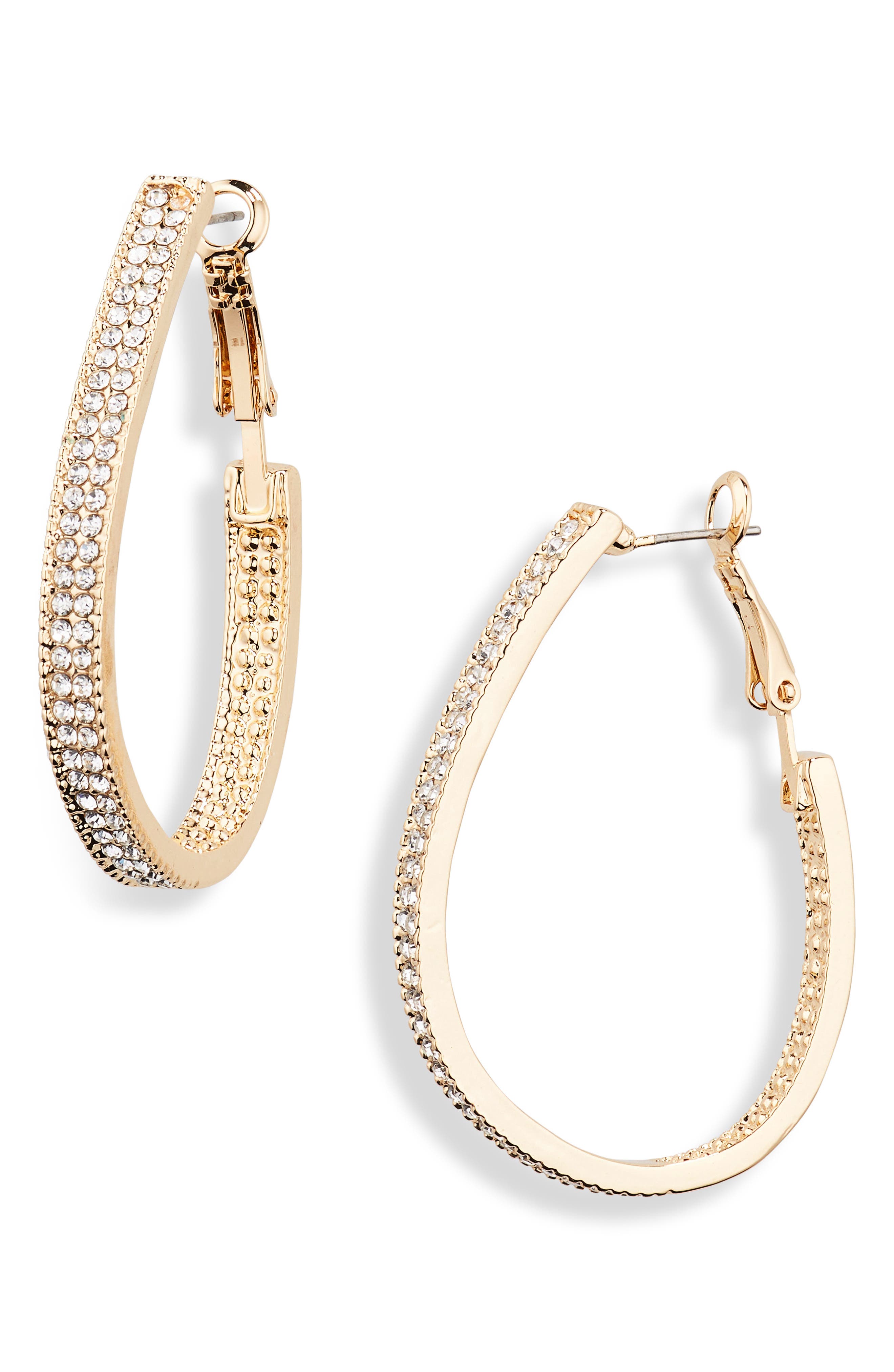 DESIGN STUDIO AK ANNE KLEIN Crystal Teardrop Hoop Earrings | Nordstromrack
