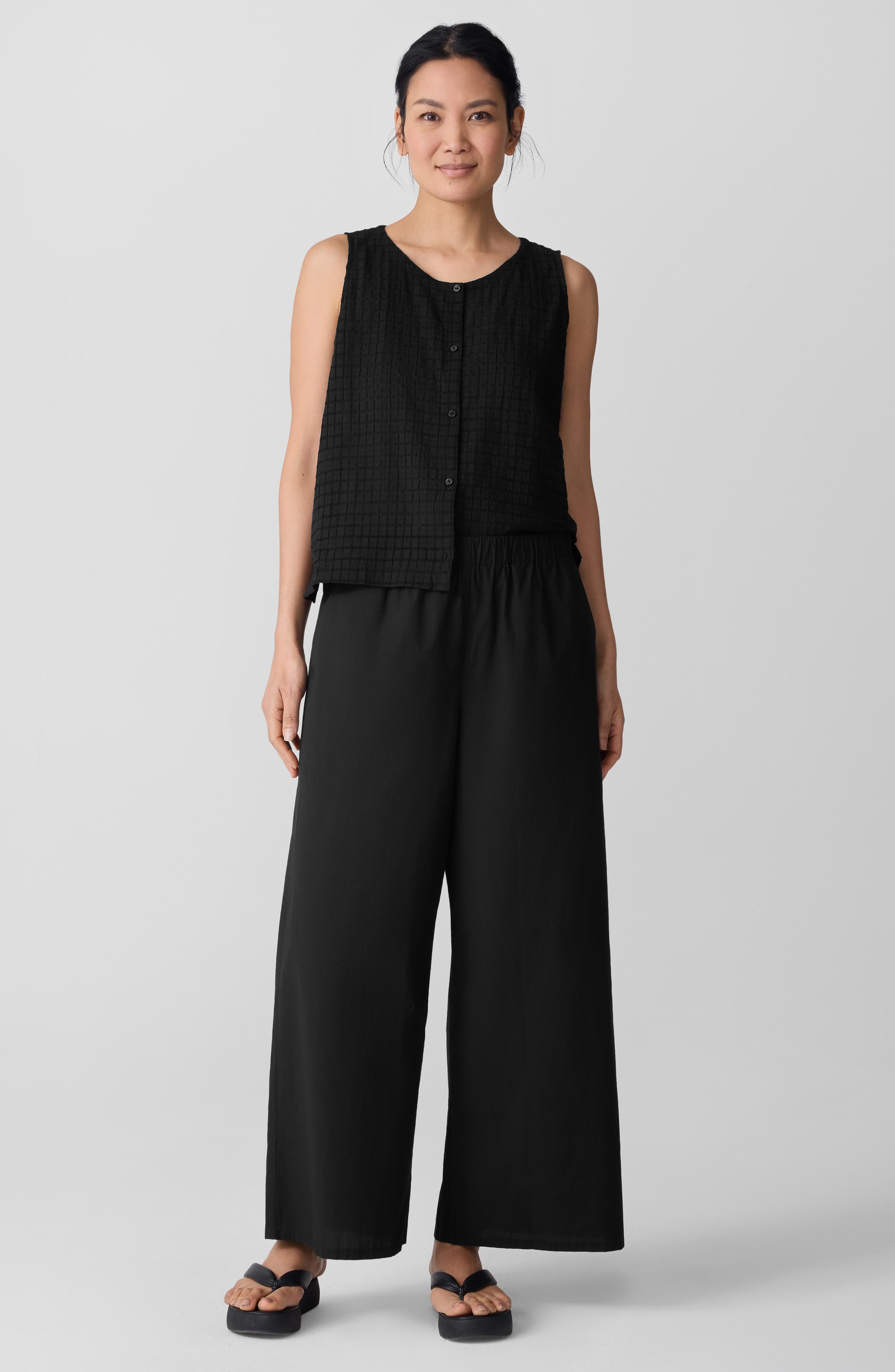 Eileen Fisher Organic Cotton Ankle Wide Leg Pants | Nordstromrack